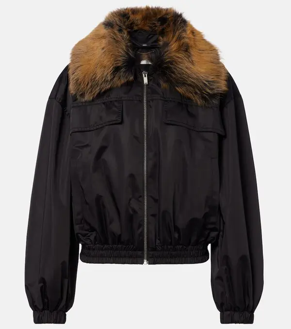 Saint Laurent Shearling-trimmed Blouson Jacket - Black