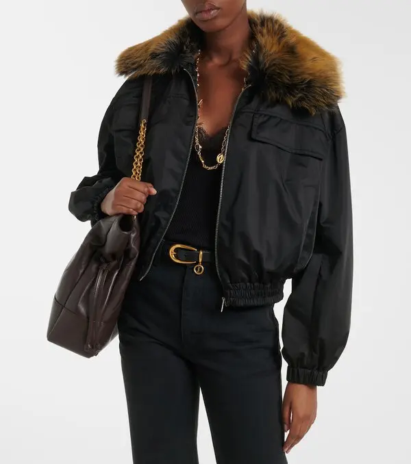 Saint Laurent Shearling-trimmed Blouson Jacket - Black