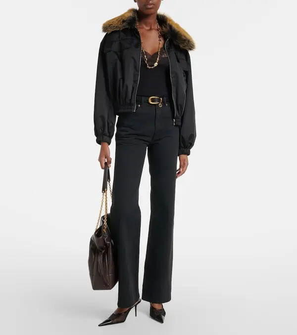 Saint Laurent Shearling-trimmed Blouson Jacket - Black