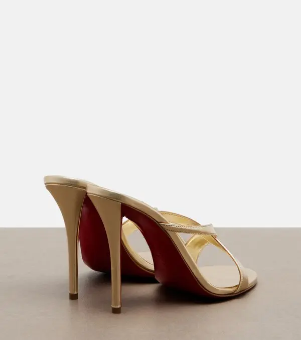 CHRISTIAN LOUBOUTIN Mulazee Cross Metallic Leather Sandals - Gold
