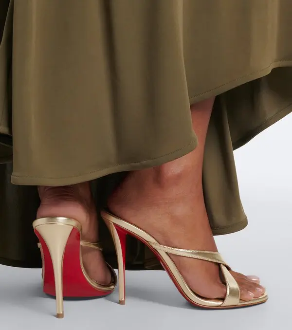 CHRISTIAN LOUBOUTIN Mulazee Cross Metallic Leather Sandals - Gold