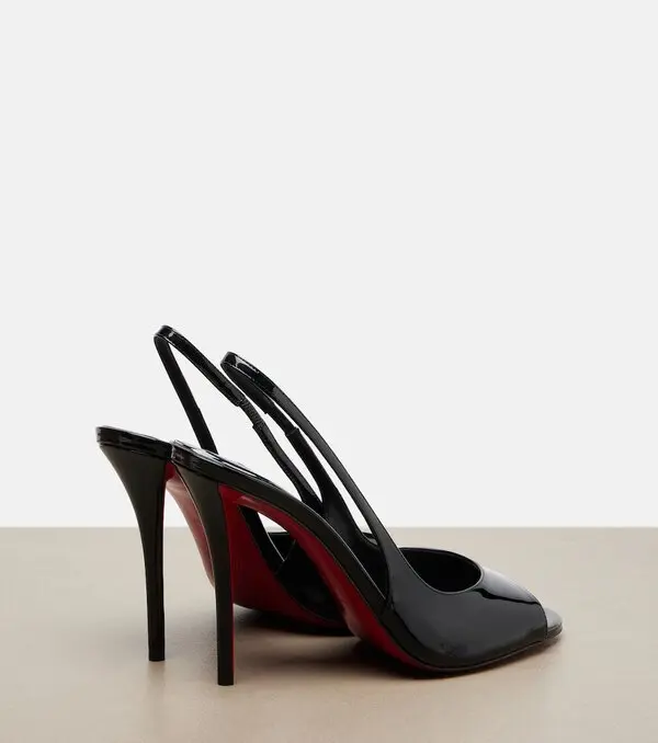 CHRISTIAN LOUBOUTIN Miss Z Patent Leather Slingback Sandals - Black