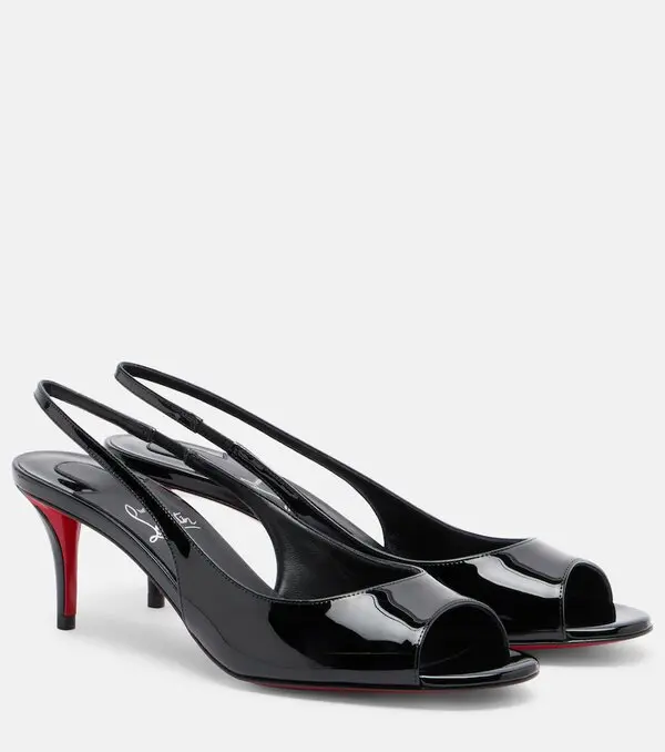 CHRISTIAN LOUBOUTIN Miss Z Patent Leather Slingback Sandals - Black