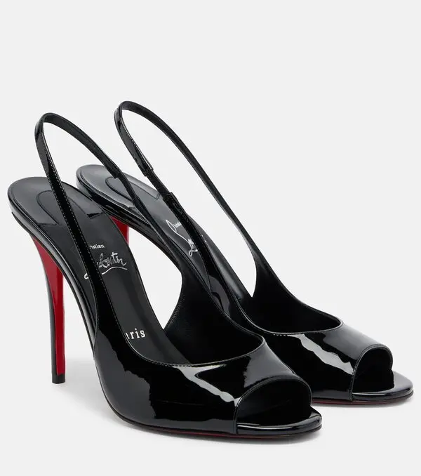 CHRISTIAN LOUBOUTIN Miss Z Patent Leather Slingback Sandals - Black