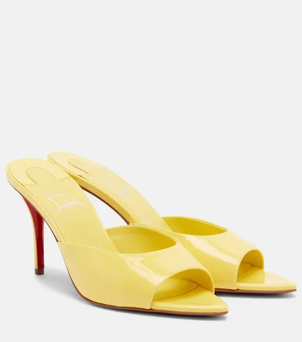 CHRISTIAN LOUBOUTIN Miss Z Patent Leather Mules - Yellow