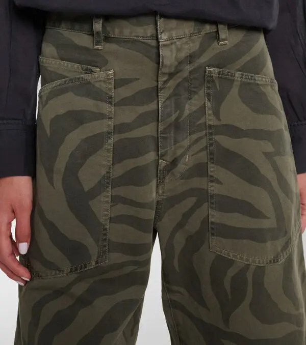 NILI LOTAN Shon Cropped Barrel-leg Jeans - Green