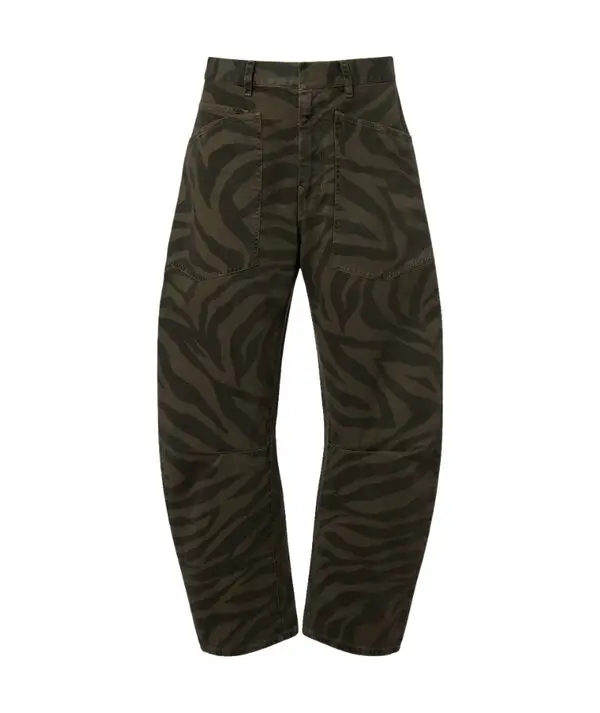 NILI LOTAN Shon Cropped Barrel-leg Jeans - Green