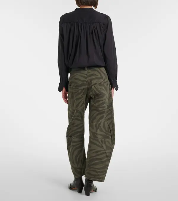 NILI LOTAN Shon Cropped Barrel-leg Jeans