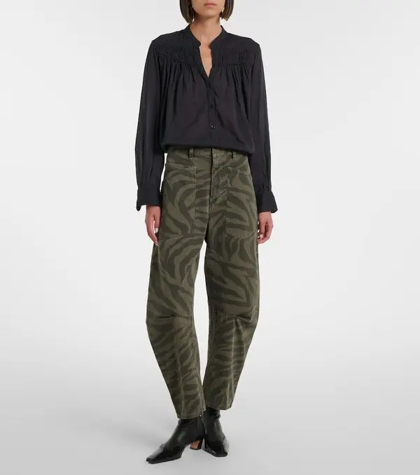 NILI LOTAN Shon Cropped Barrel-leg Jeans