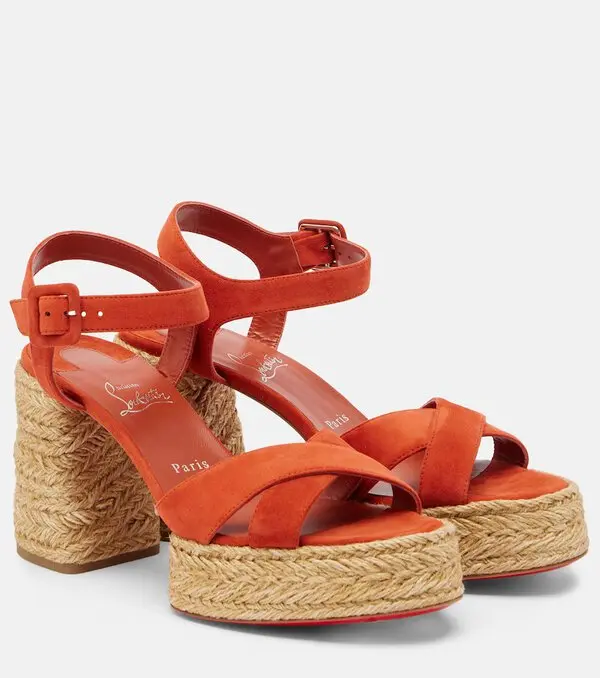 CHRISTIAN LOUBOUTIN Calakala Suede Espadrille Sandals - Orange