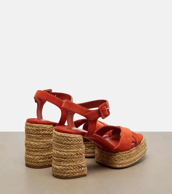 CHRISTIAN LOUBOUTIN Calakala Suede Espadrille Sandals - Orange