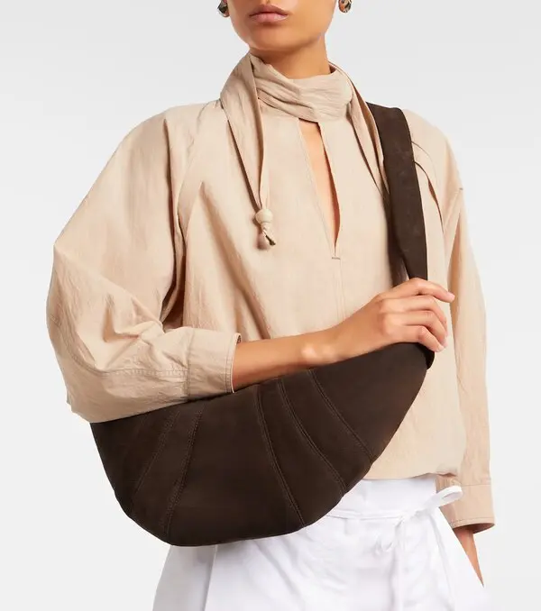 LEMAIRE Croissant Medium Leather Shoulder Bag - Brown