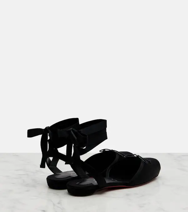CHRISTIAN LOUBOUTIN Cassia Satin Flats - Black