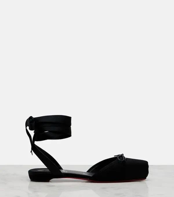 CHRISTIAN LOUBOUTIN Cassia Satin Flats - Black
