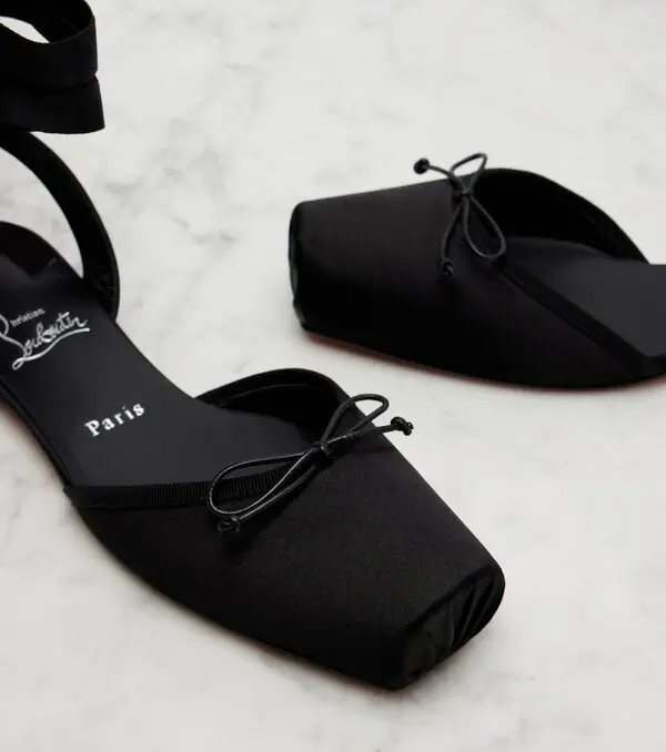 CHRISTIAN LOUBOUTIN Cassia Satin Flats - Black