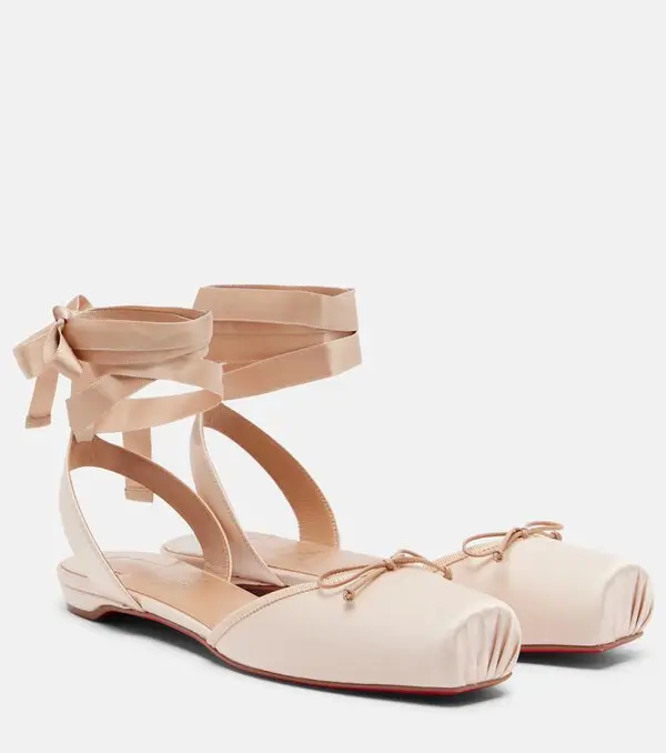 CHRISTIAN LOUBOUTIN Cassia Satin Flats - Pink
