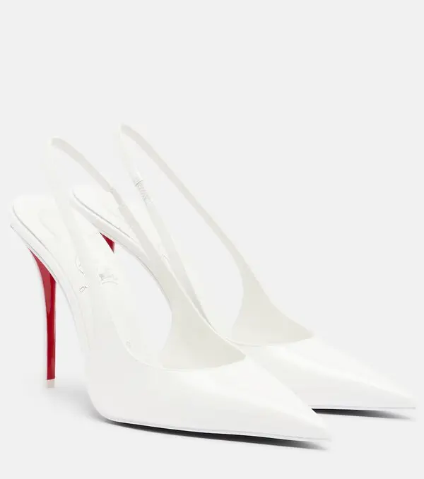 CHRISTIAN LOUBOUTIN Miss Z Patent Leather Slingback Pumps - White