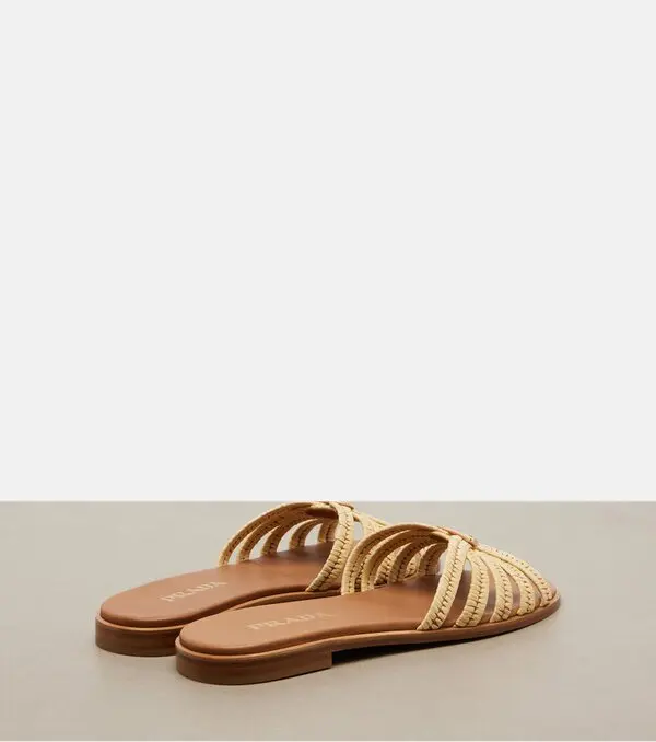 Prada Raffia-effect Slides