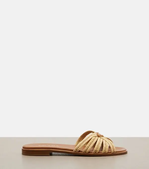 Prada Raffia-effect Slides