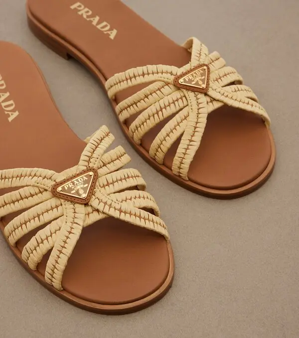 Prada Raffia-effect Slides