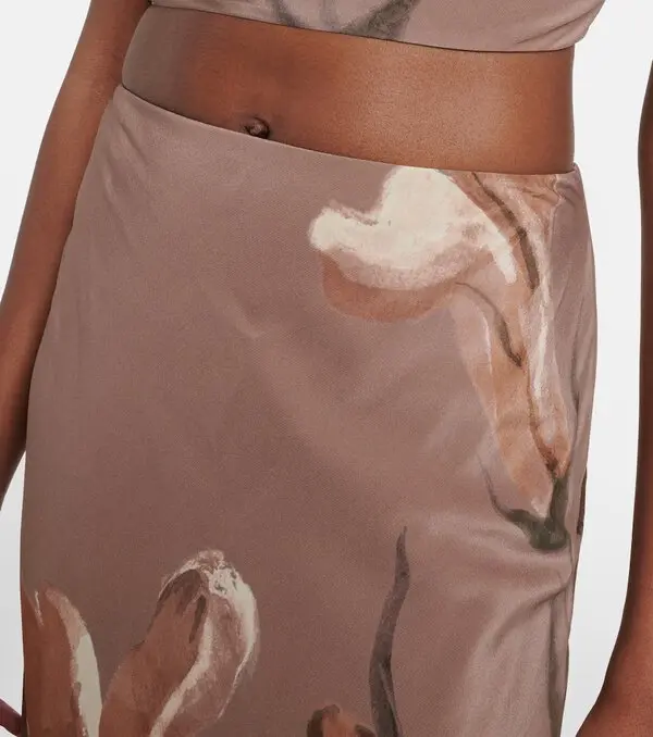 SIR. Azaliea Floral Silk Maxi Skirt - Brown