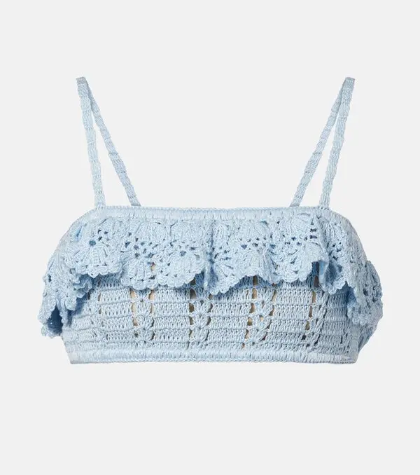 Anna Kosturova Crochet Cotton Bra Top - Blue