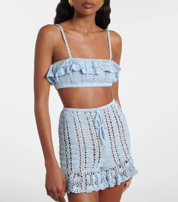 Anna Kosturova Crochet Cotton Bra Top - Blue