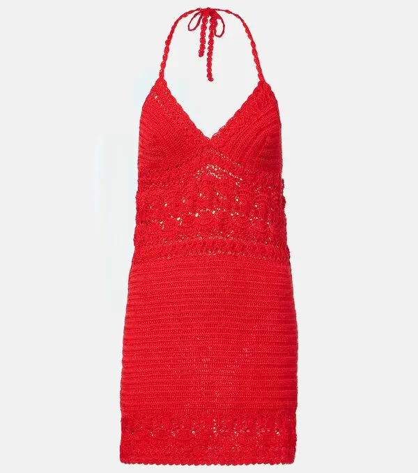 Anna Kosturova Crochet Minidress - Red