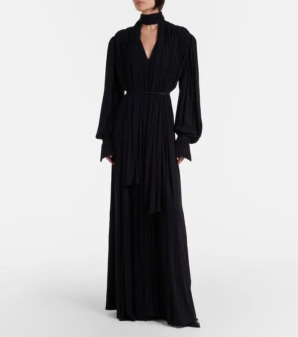 Calvin Klein Yasmine Scarf-detail Cotton-blend Maxi Gown