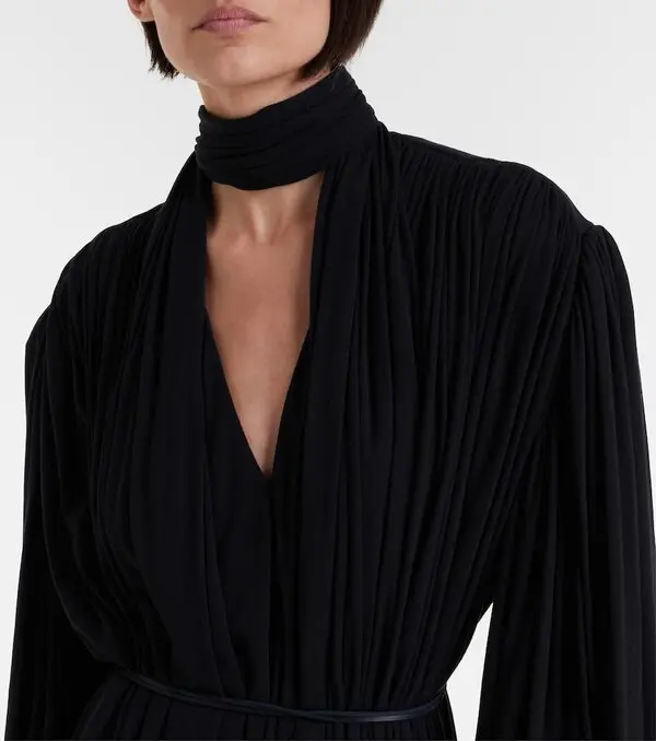 Calvin Klein Yasmine Scarf-detail Cotton-blend Maxi Gown