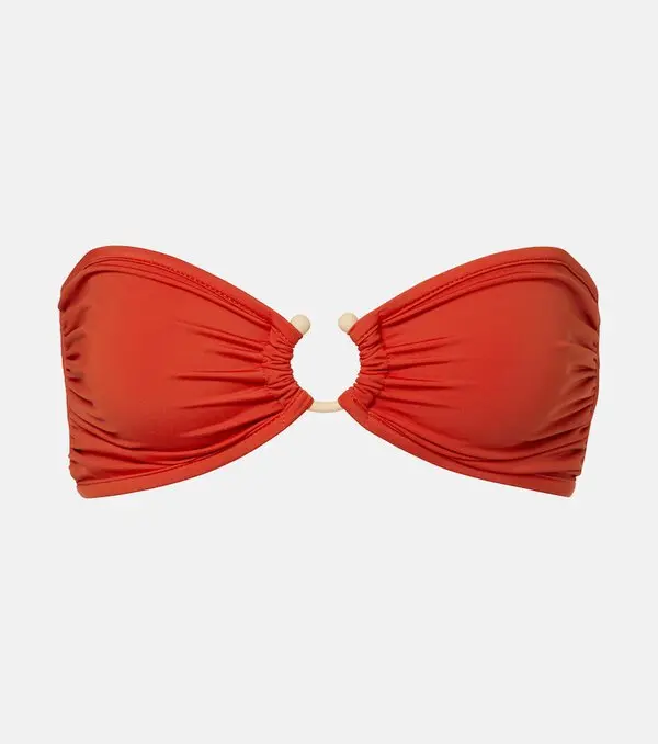 Johanna Ortiz Gathered Bikini Top - Orange