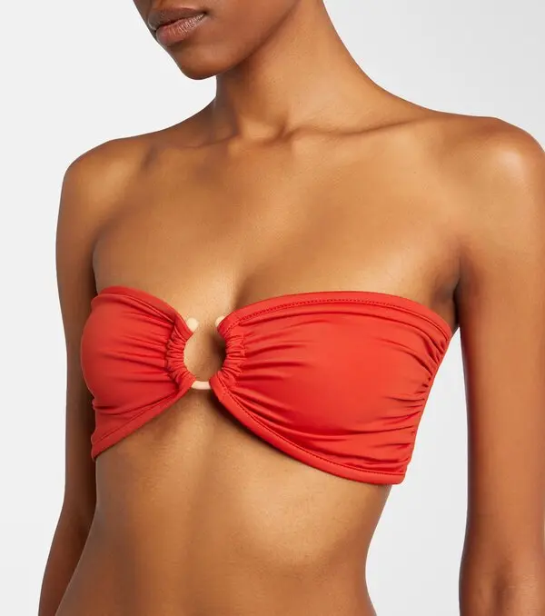 Johanna Ortiz Gathered Bikini Top - Orange