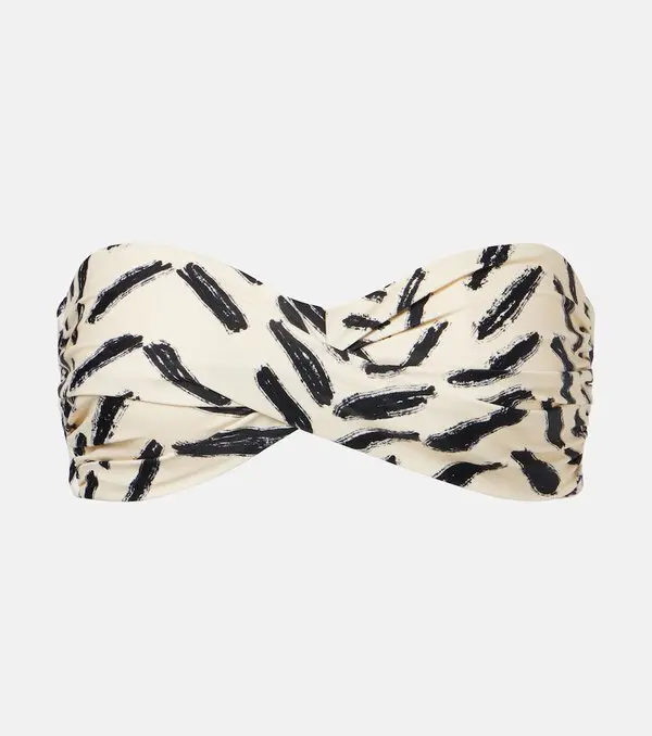 Johanna Ortiz Printed Bandeau Bikini Top - White