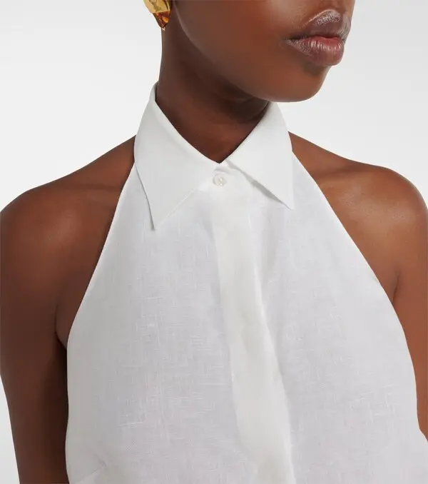Ralph Lauren Eldred Halterneck Linen Top - White