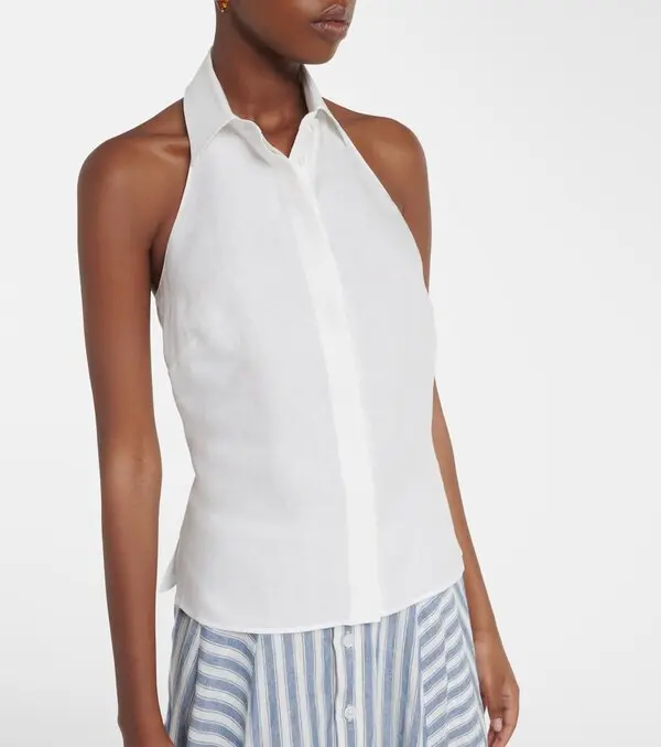 Ralph Lauren Eldred Halterneck Linen Top - White