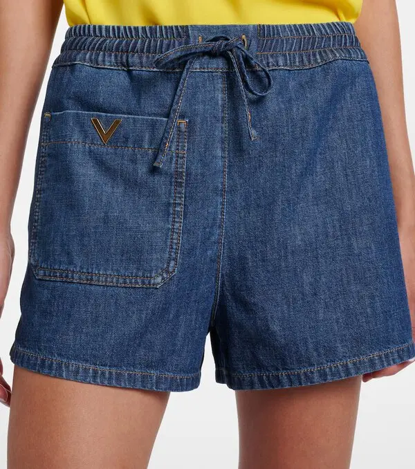 Valentino Garavani Vgold Denim Shorts - Blue