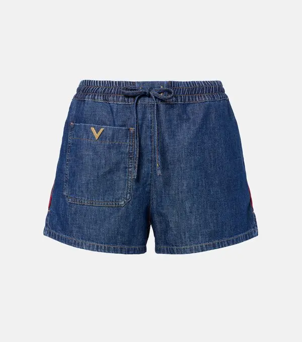 Valentino Garavani Vgold Denim Shorts - Blue