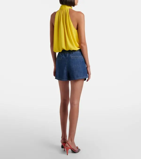 Valentino Garavani Vgold Denim Shorts - Blue