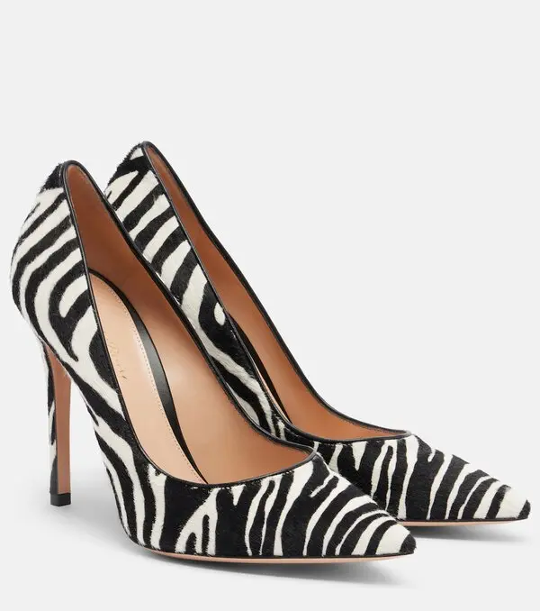 GIANVITO ROSSI Zebra-print Calf Hair Pumps - Black