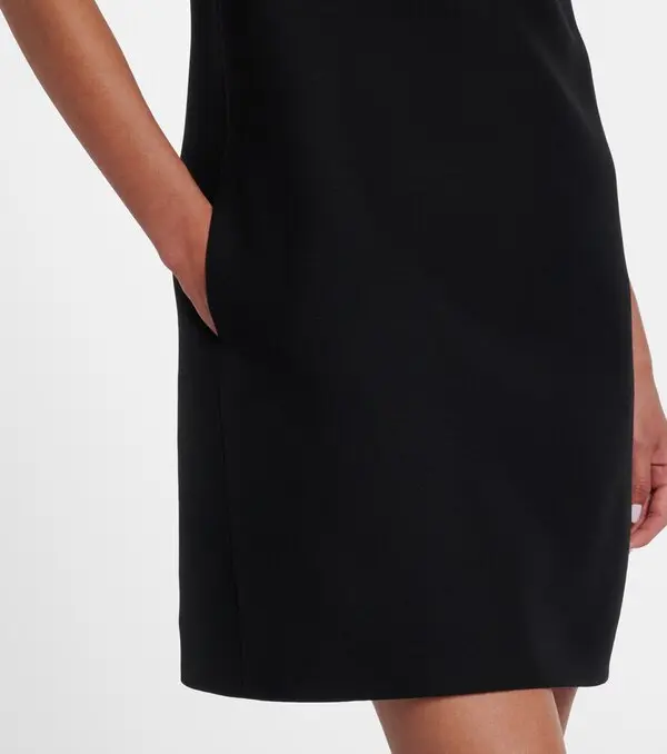 Valentino Garavani Crepe Couture Embellished Wool And Silk Minidress - Black