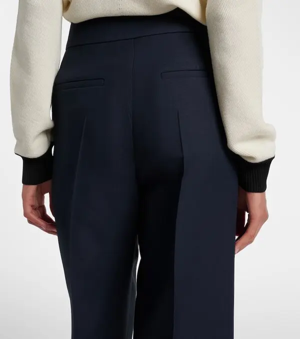 Valentino Garavani Vgold Crepe Couture Wide-leg Pants - Blue