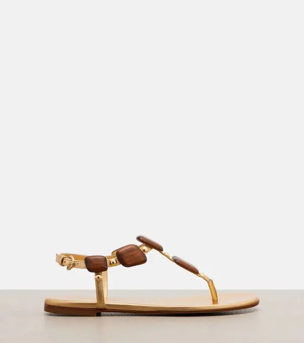 GIANVITO ROSSI Embellished Leather Thong Sandals
