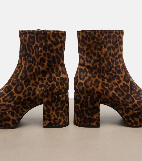GIANVITO ROSSI Sally Leopard-print Suede Ankle Boots