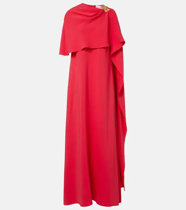Oscar De La Renta Embellished Silk-blend Georgette Gown - Pink
