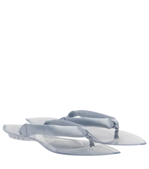 Alaïa Satin Thong Sandals - Silver