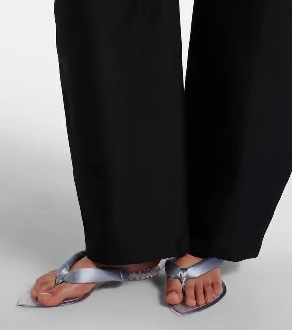Alaïa Invisible Satin Thong Sandals - Silver