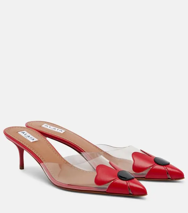 Alaïa Rouge Vif Noir Bloom Mules - Red