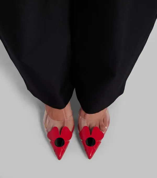 Alaïa Rouge Vif Noir Bloom Mules - Red