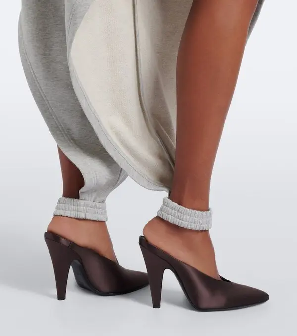 Alaïa Cone Heel Satin Mules - Black