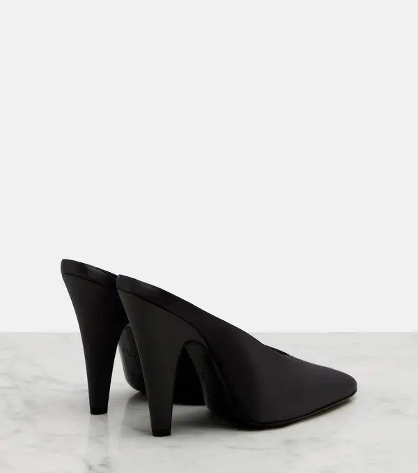Alaïa Cone Heel Satin Mules - Black
